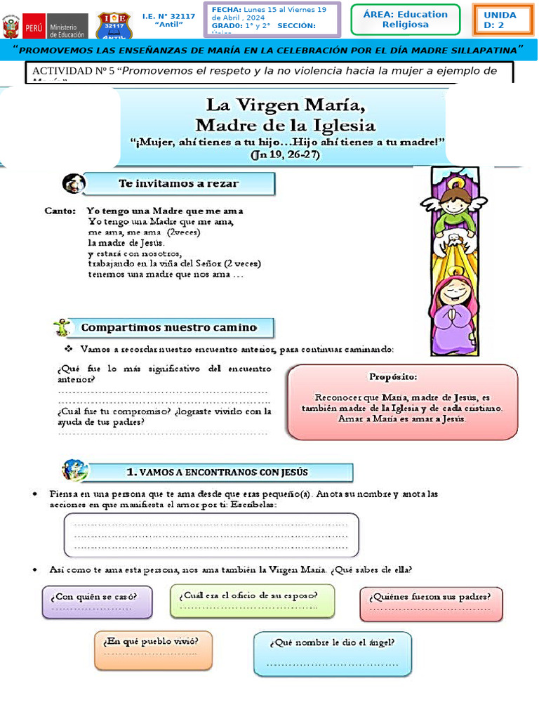 Actividad #5 " ": Promovemos El Respeto y La No Violencia Hacia La ...