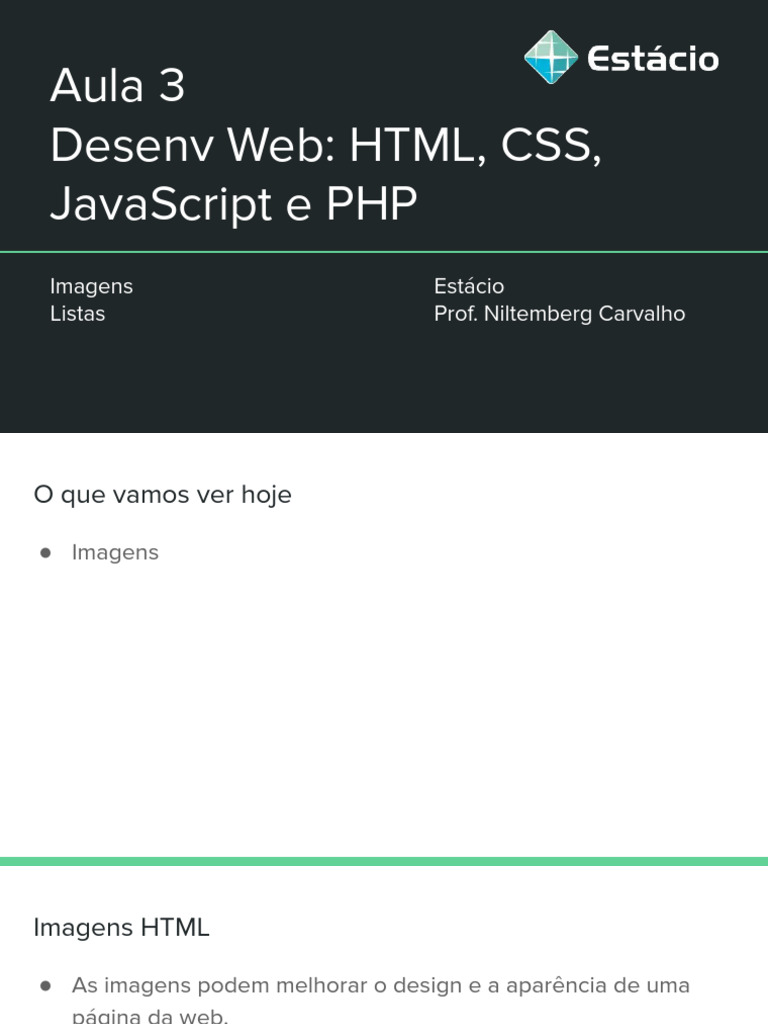 Aula 3 - Estácio - HTML - CSS | PDF | Rede mundial de computadores | Computadores