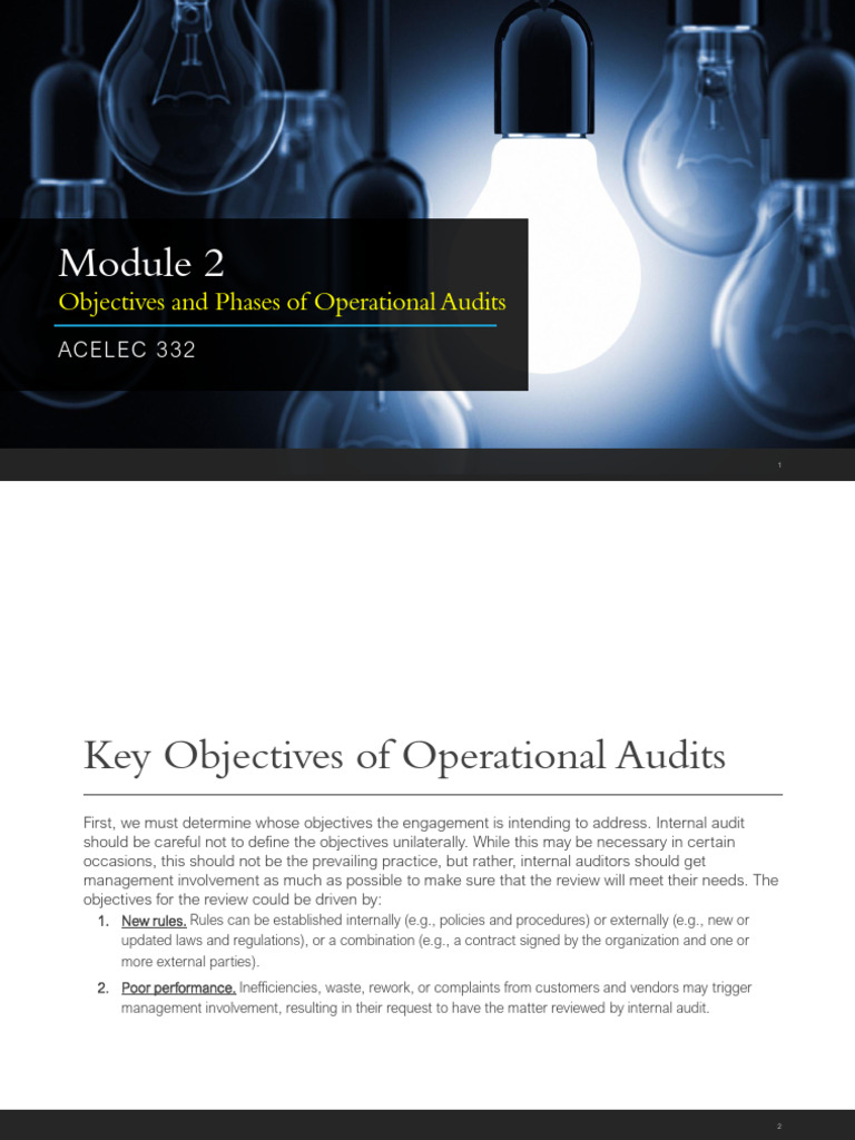 Module 2 - Objectives and Phases of Operational Audits | PDF | Audit | Business