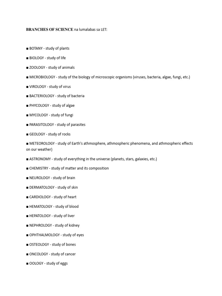 Branches of Science | PDF
