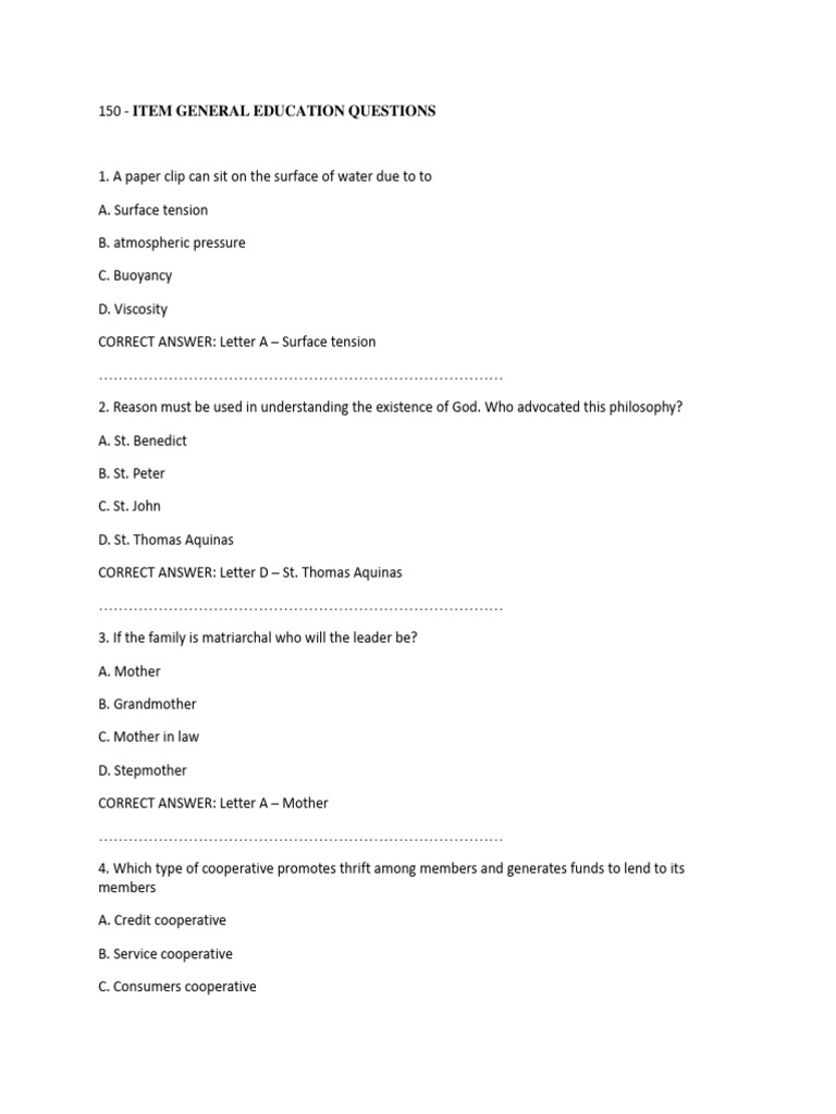 150 - Items Gen Ed | PDF