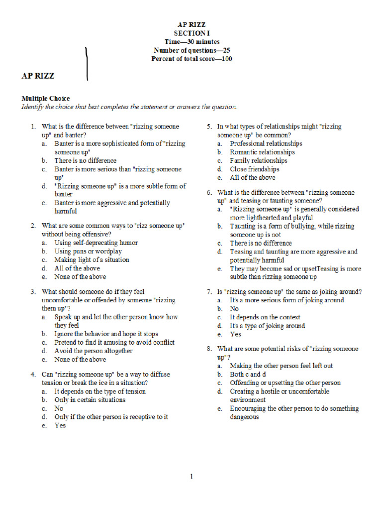 AP Rizz Exam | PDF