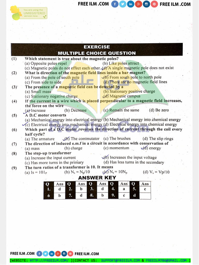 10th Physics Ch15 Exercise MCQs | PDF