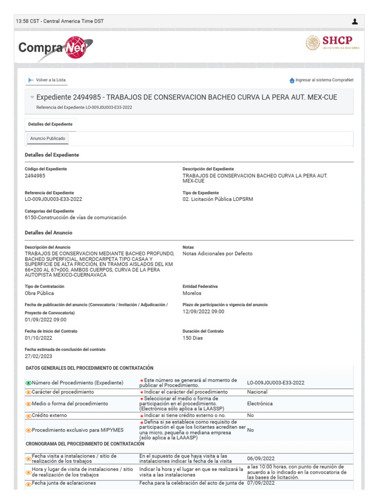 Expediente CompraNet | PDF