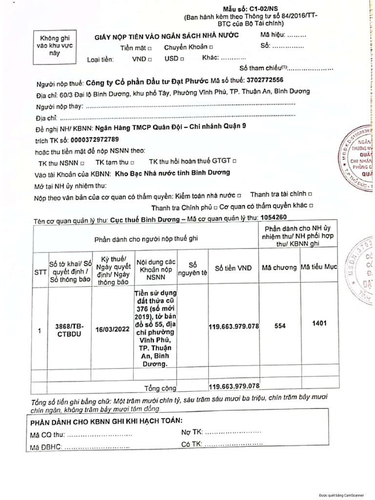 Giay Nop Tien QSDĐ | PDF