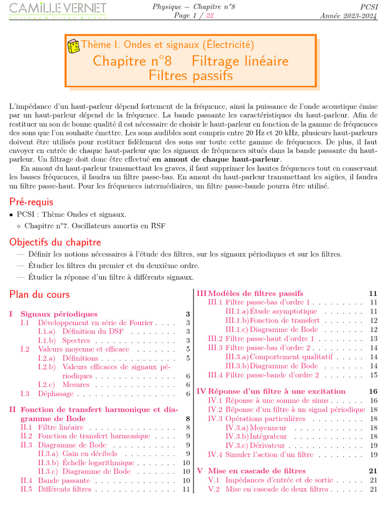 Filtrage Linéaire des Signaux Acoustiques | PDF | Filtre (électronique ...