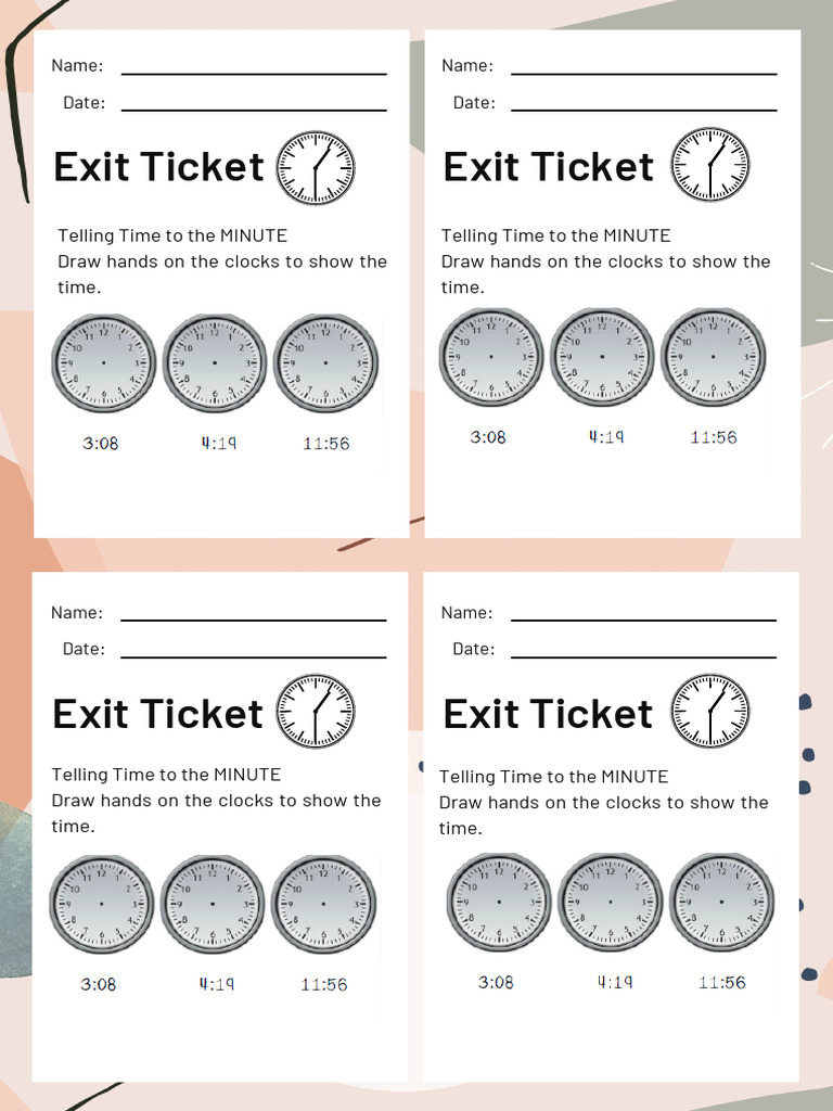 Class 7 Exit Ticket 24-Hour Time | PDF