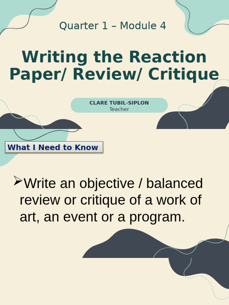 Writing The Reaction Paper Pdf