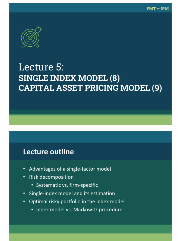 Lecture 5 Index model and CAPM | PDF