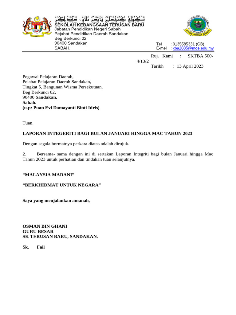 Surat Rasmi Ke PPD | PDF