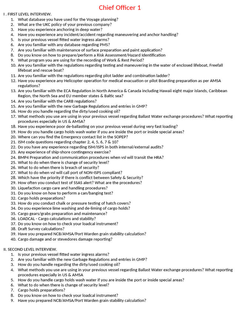 Interview Question - C.O | PDF