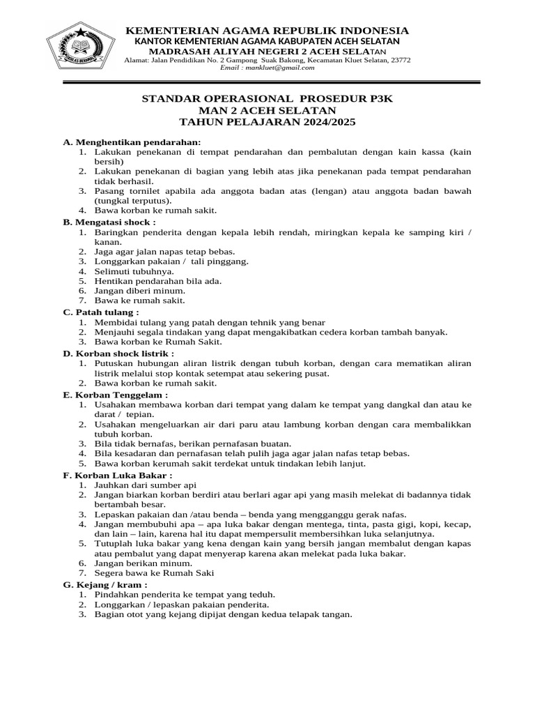 SOP P3K MAN 2 aSEL | PDF