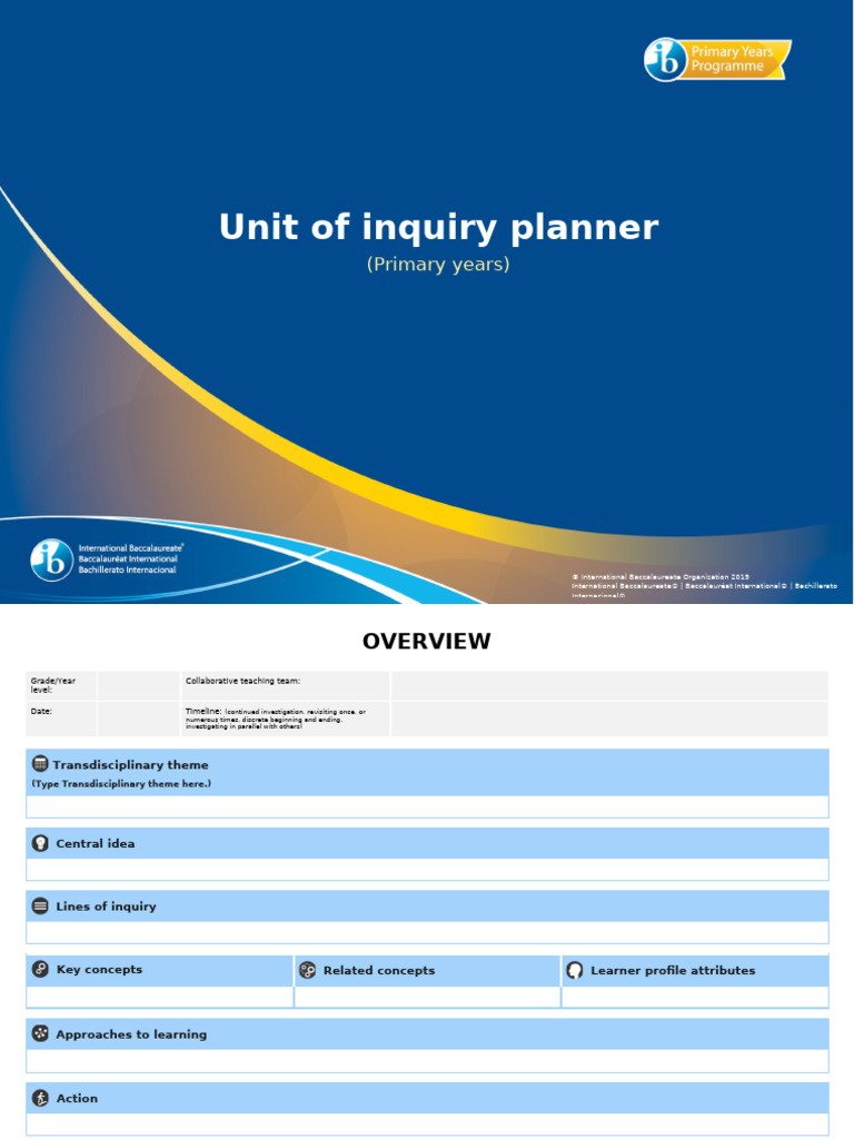UOI Planner Primary-Years-3 en | PDF | Learning | Teachers