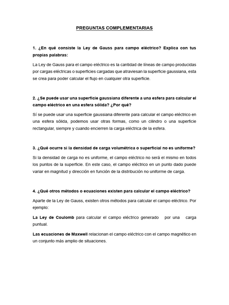 Preguntas Complementarias | PDF | Ciencia y matemáticas