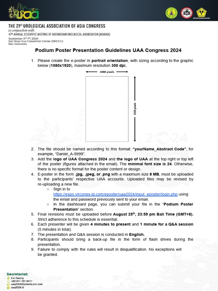 Podium Poster Presentation Guidelines - UAA Congress 2024 | PDF