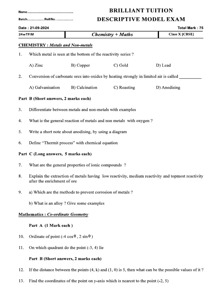 Descriptive Exam Questions 21-09-2024 | PDF
