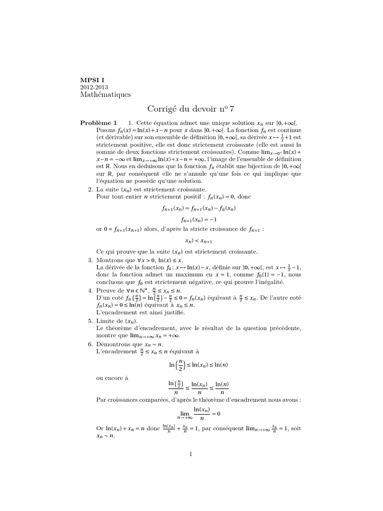 Exo Corr Suite de Fonctions Et DL | PDF