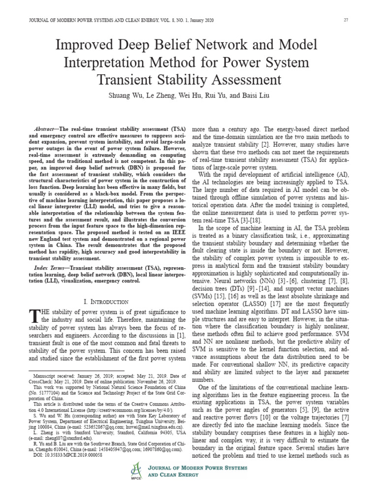 Improved Deep Belief Network and Model Interpretation Method For Power System Transient ...