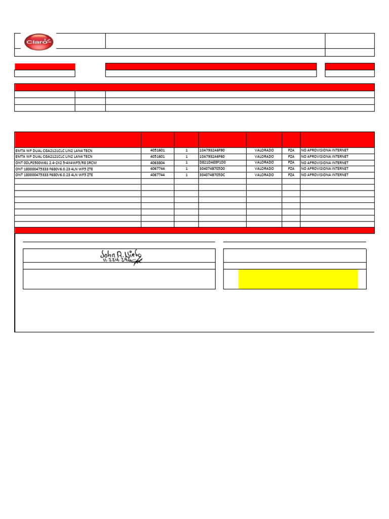 Formato Reporte Garantias - A031 Espinal 26 Agosto | PDF
