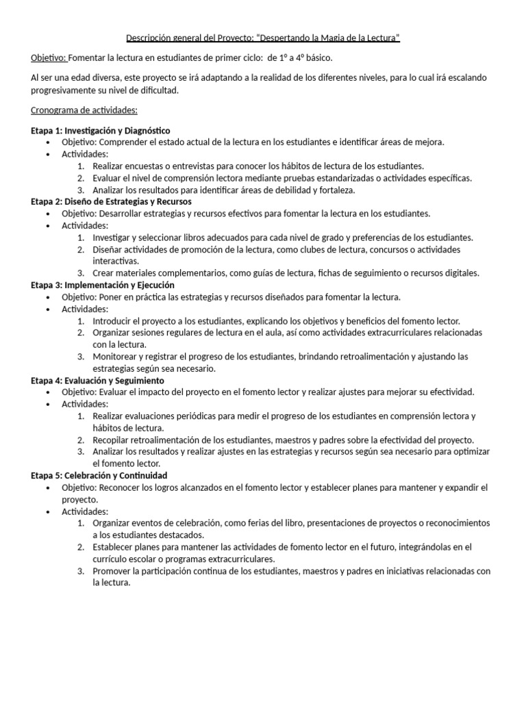 Proyecto Lector | PDF