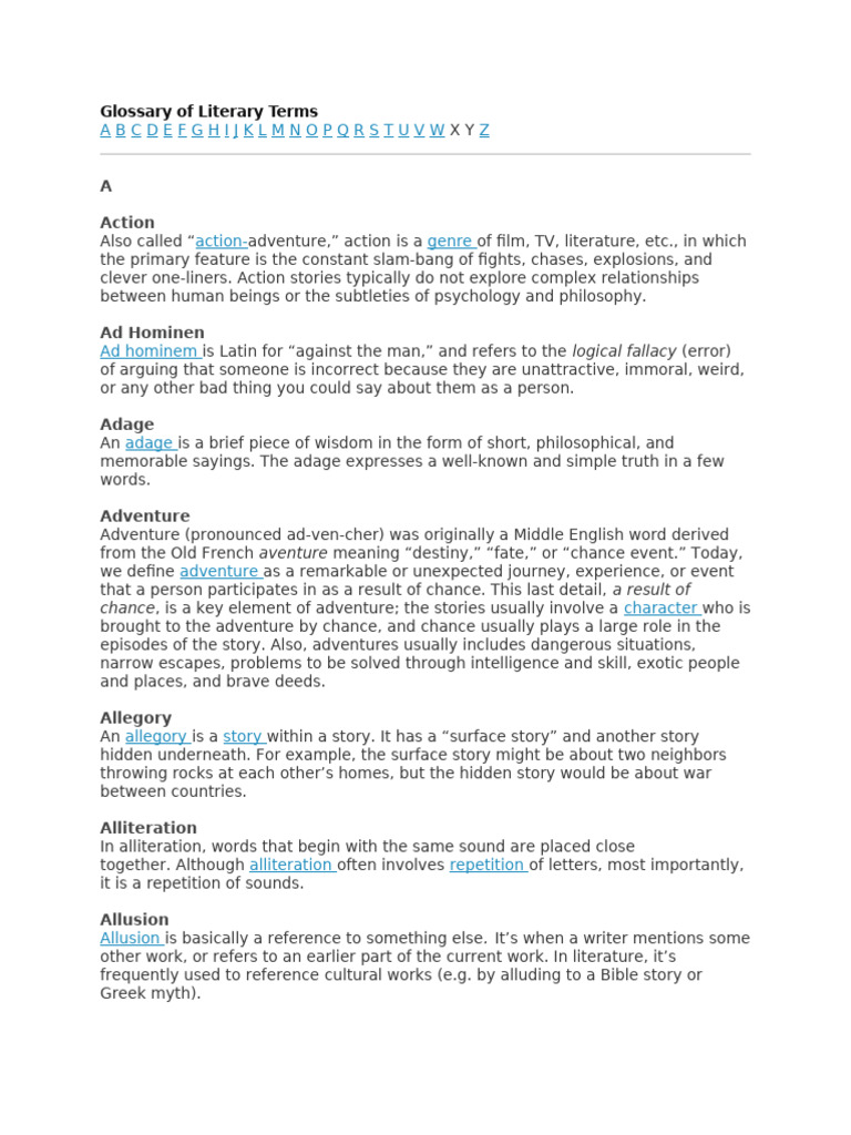 Glossary of Literary Terms | PDF