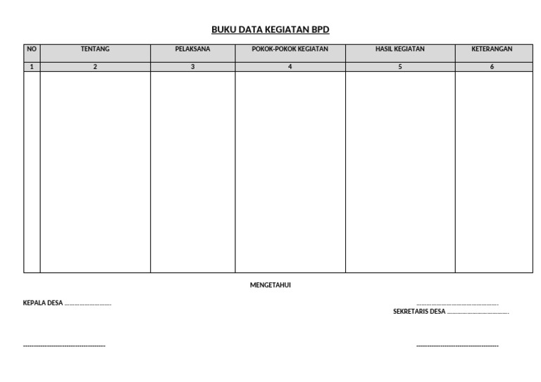 Buku Data Kegiatan Bpd | PDF
