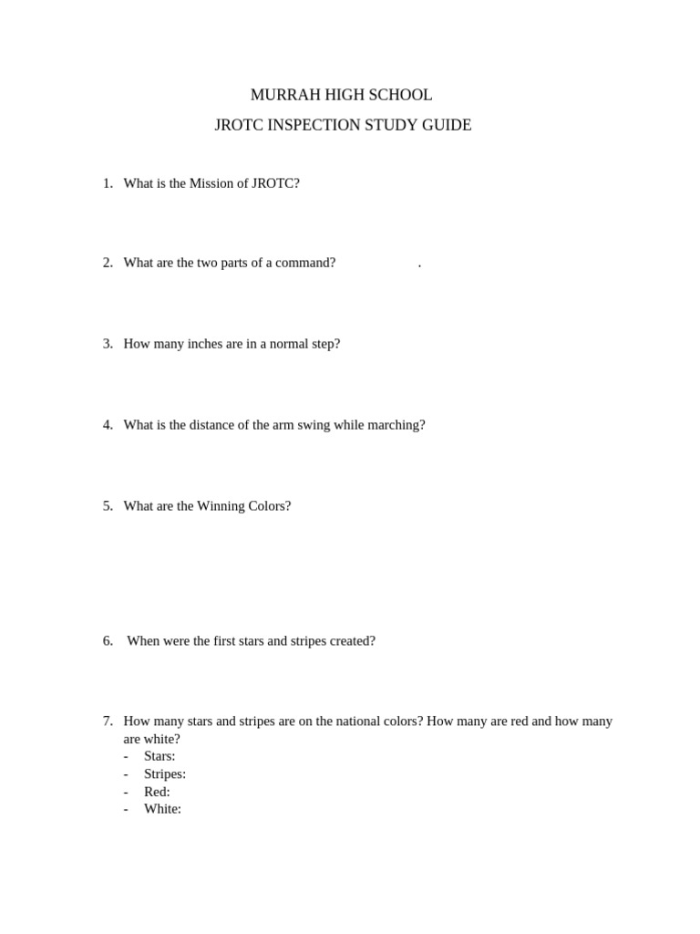 MHS Inspection Test 2020 Study Guide | PDF