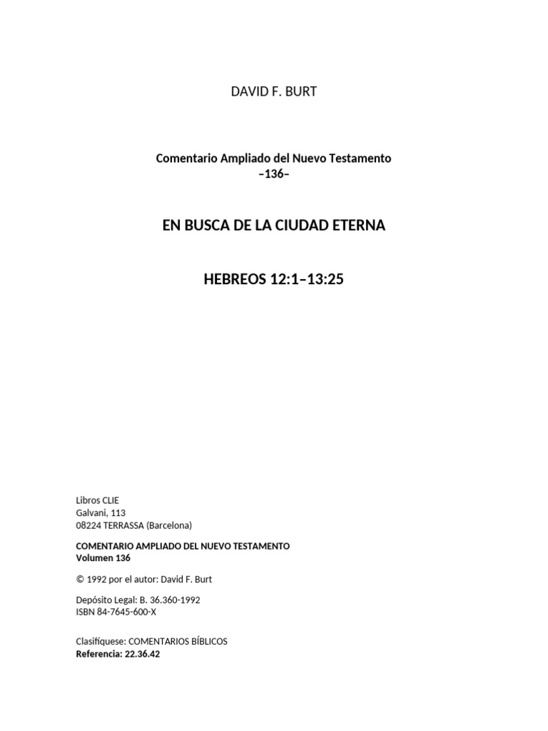 Cant David f Burt 136 en Busca de La Ciudad Eterna Hebreos 12 1–13 ...