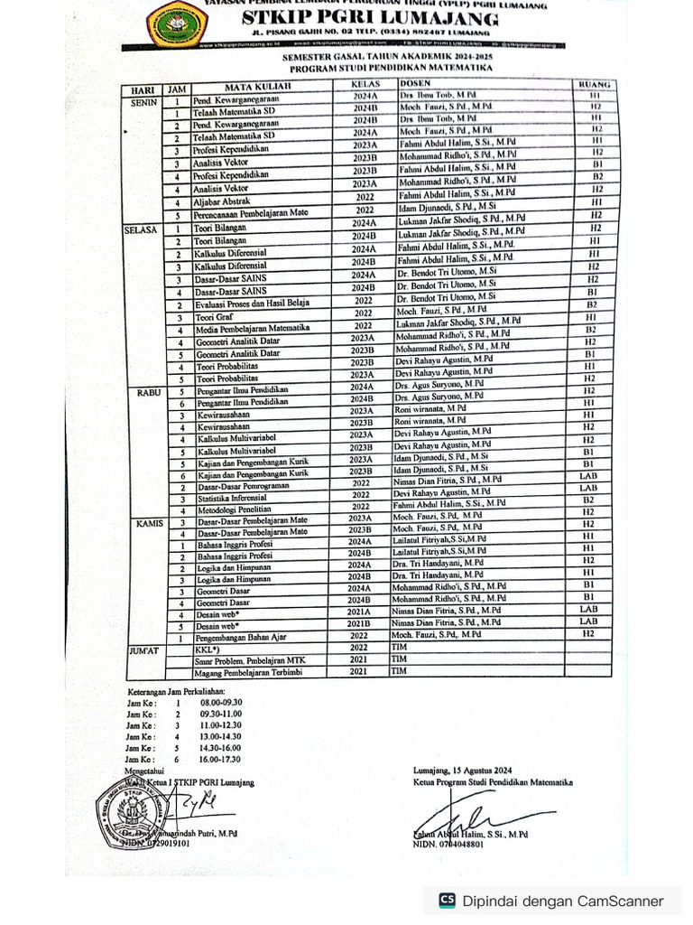 Jadwal Matkul Bing Profesi | PDF