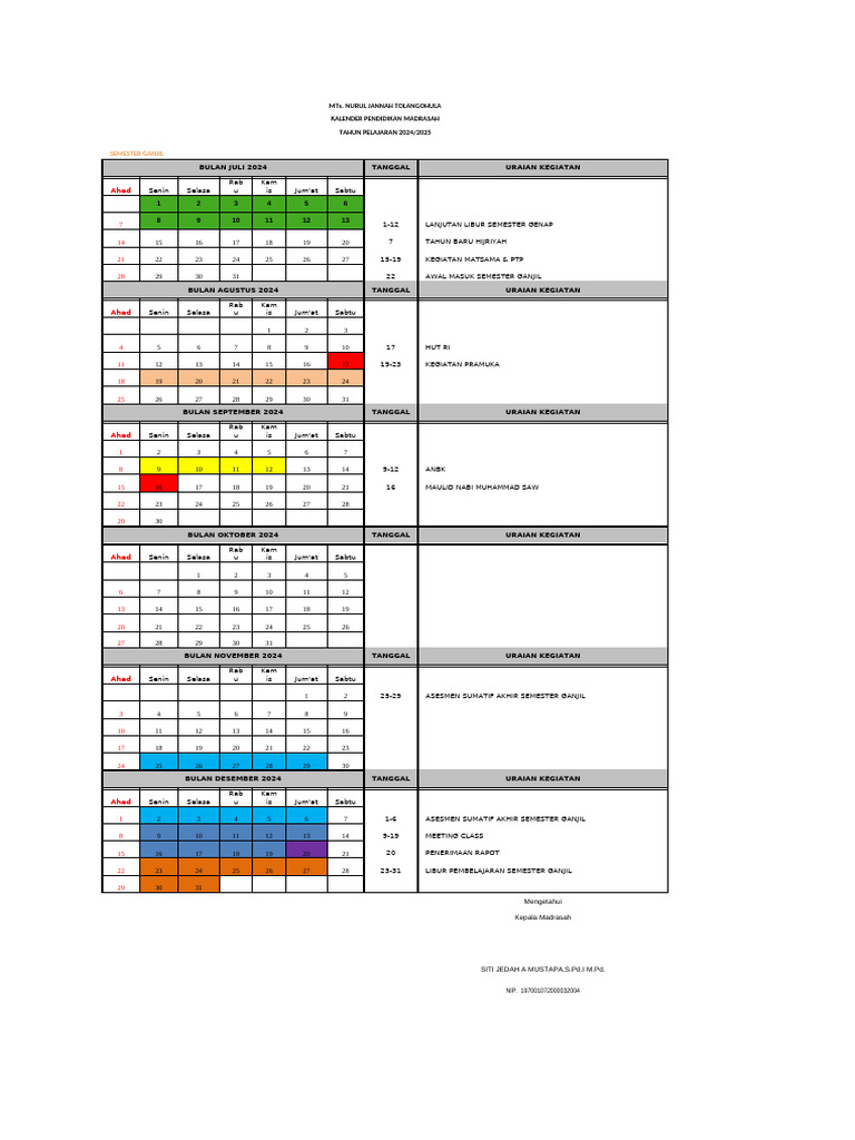 Kalender Pendidikan 2024-2025 Word | PDF