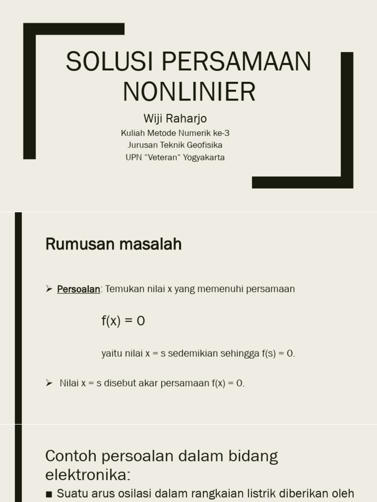 KULIAH 3 Solusi Persamaan Nonlinier | PDF