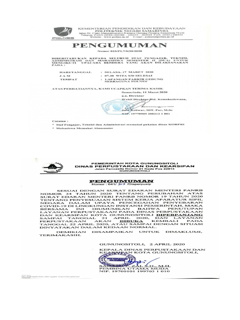 Contoh Pengumuman Resmi Dan Tak Resmi | PDF