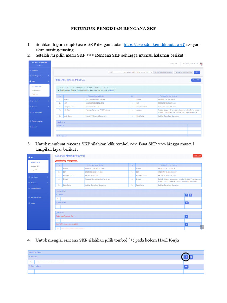 Petunjuk Pengisian Rencana Skp | PDF