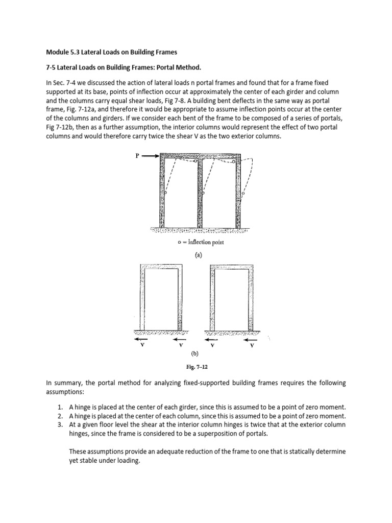 Module 5.3 Lateral Loads On Building Frames (Portal and Cantilever Method) | PDF | Stress ...