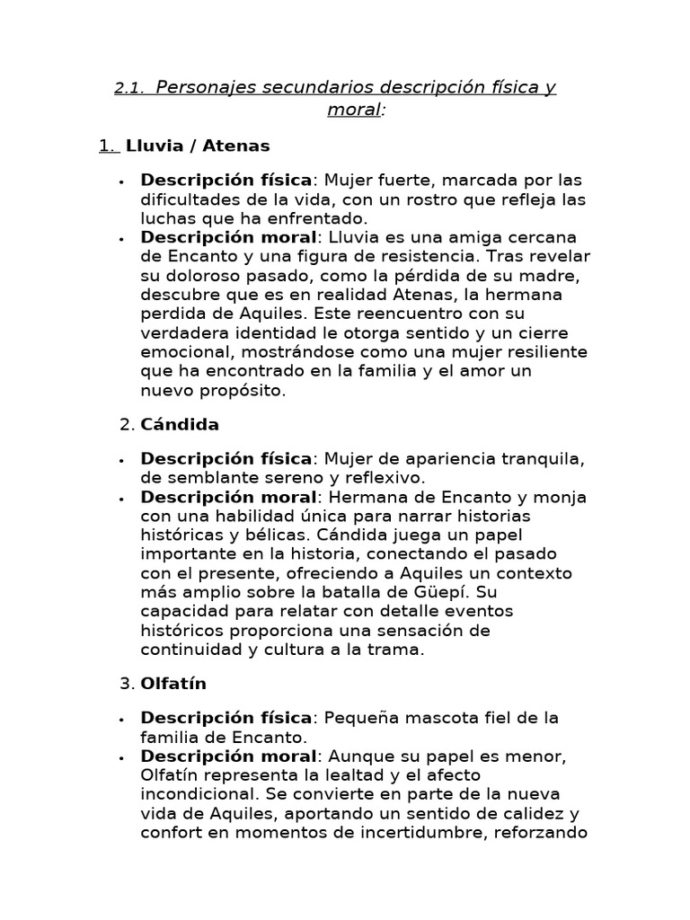Personajes Secundarios Descripción Física y Moral | PDF | Filosofía