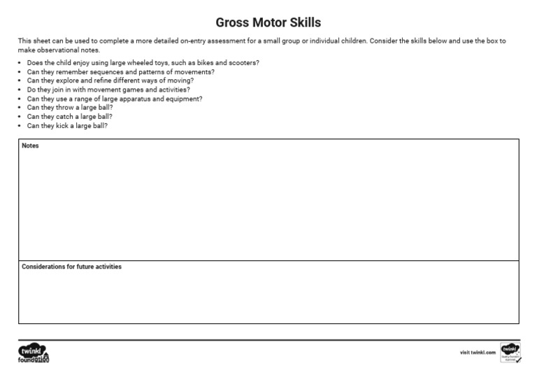 Gross Motor Skills | PDF