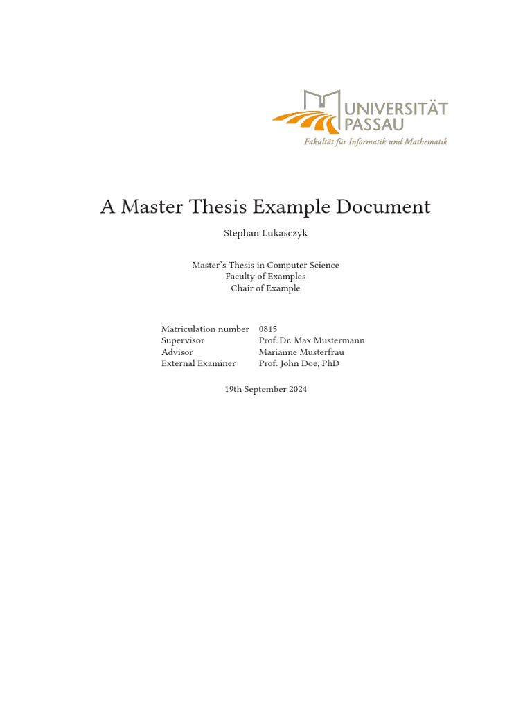 Se2thesis Master Thesis Example | PDF