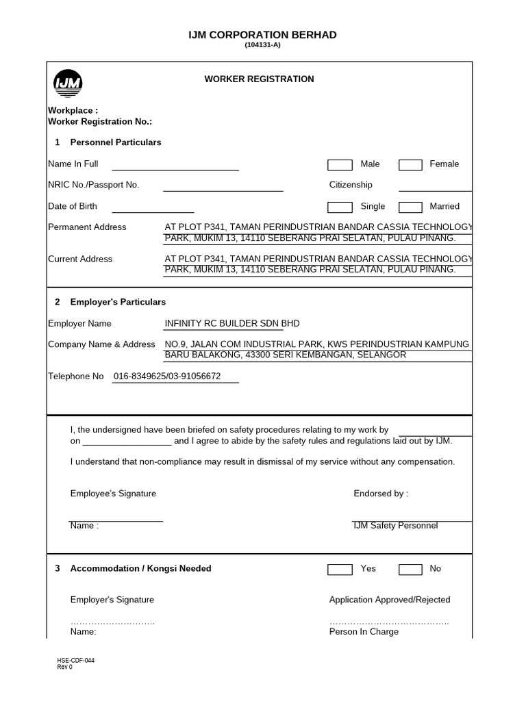 Worker Registration - IRC Edit | PDF