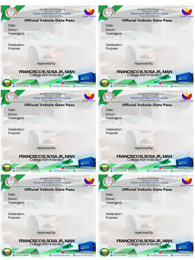 Official Vehicle Gate Pass | PDF