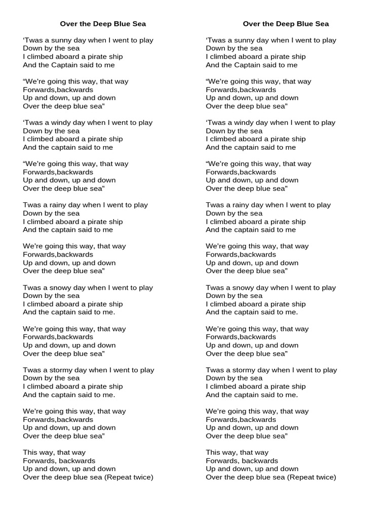 Over The Deep Blue Sea Lyrics | PDF | Water Transport | Art
