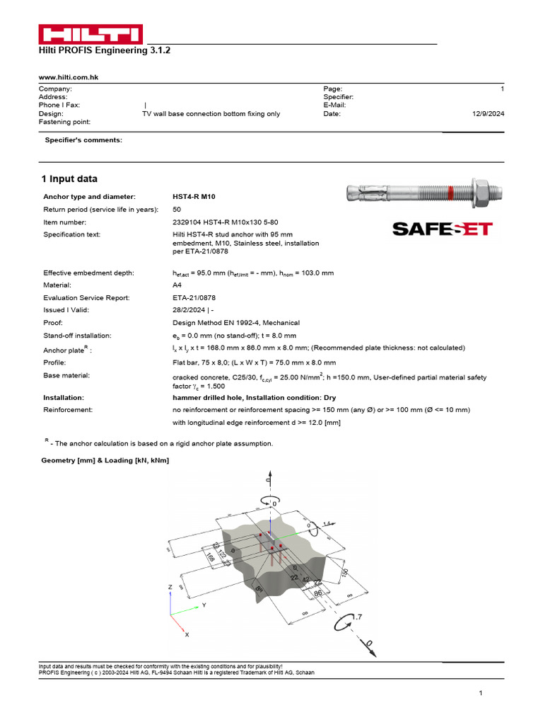 Drafts - TV Wall Base Connection Bottom Fixing Only | PDF