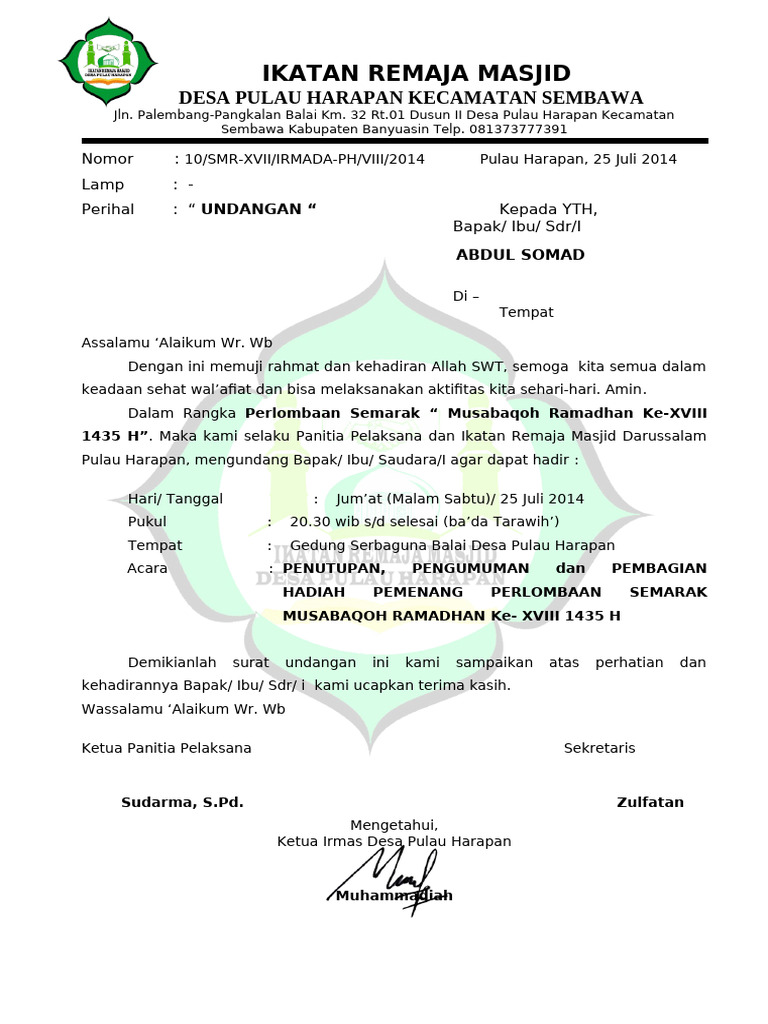 Undangan Penutupan Lomba | PDF