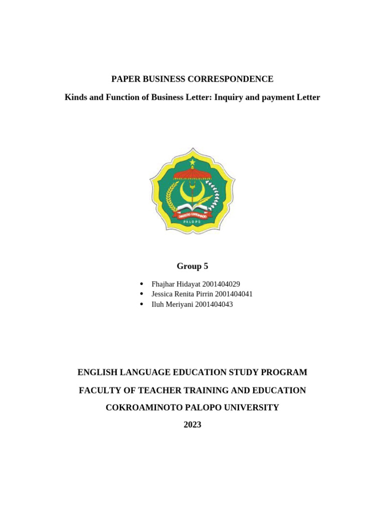 Paper Business Correspondence G5 | PDF