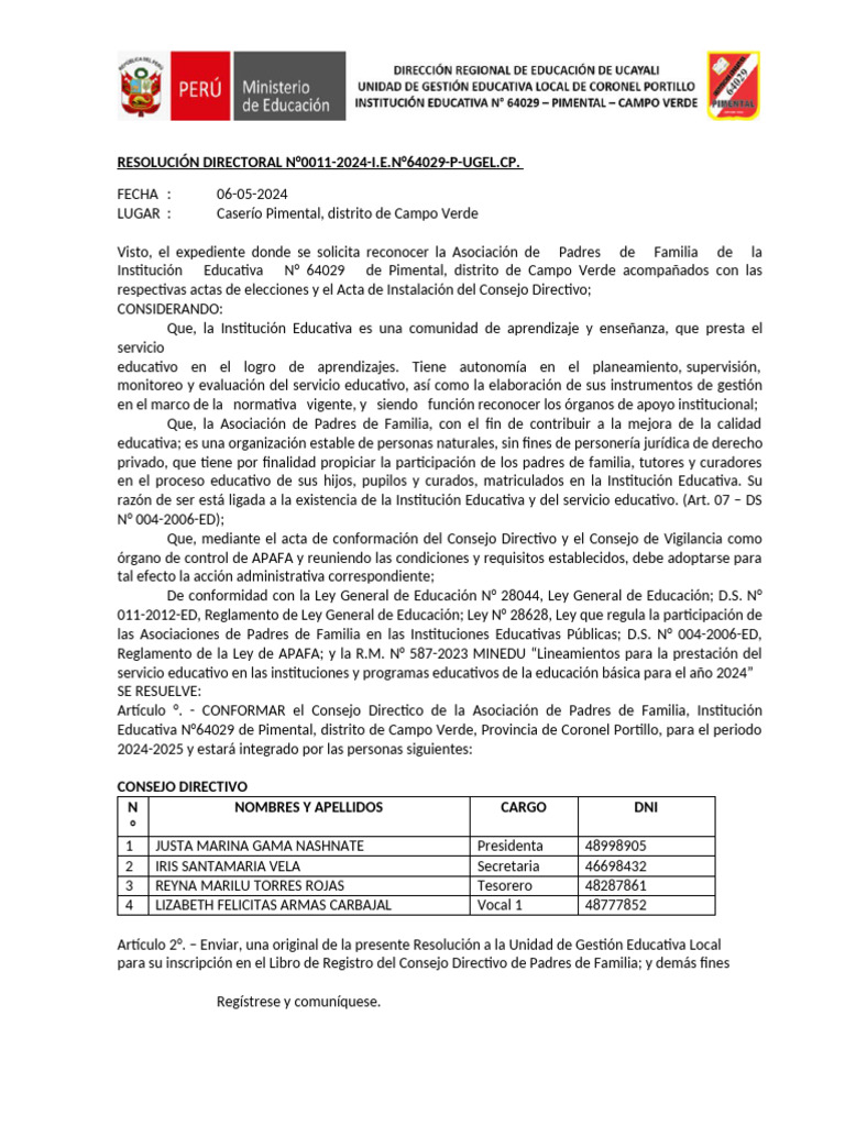 RESOLUCION DE APFA 2024 | PDF