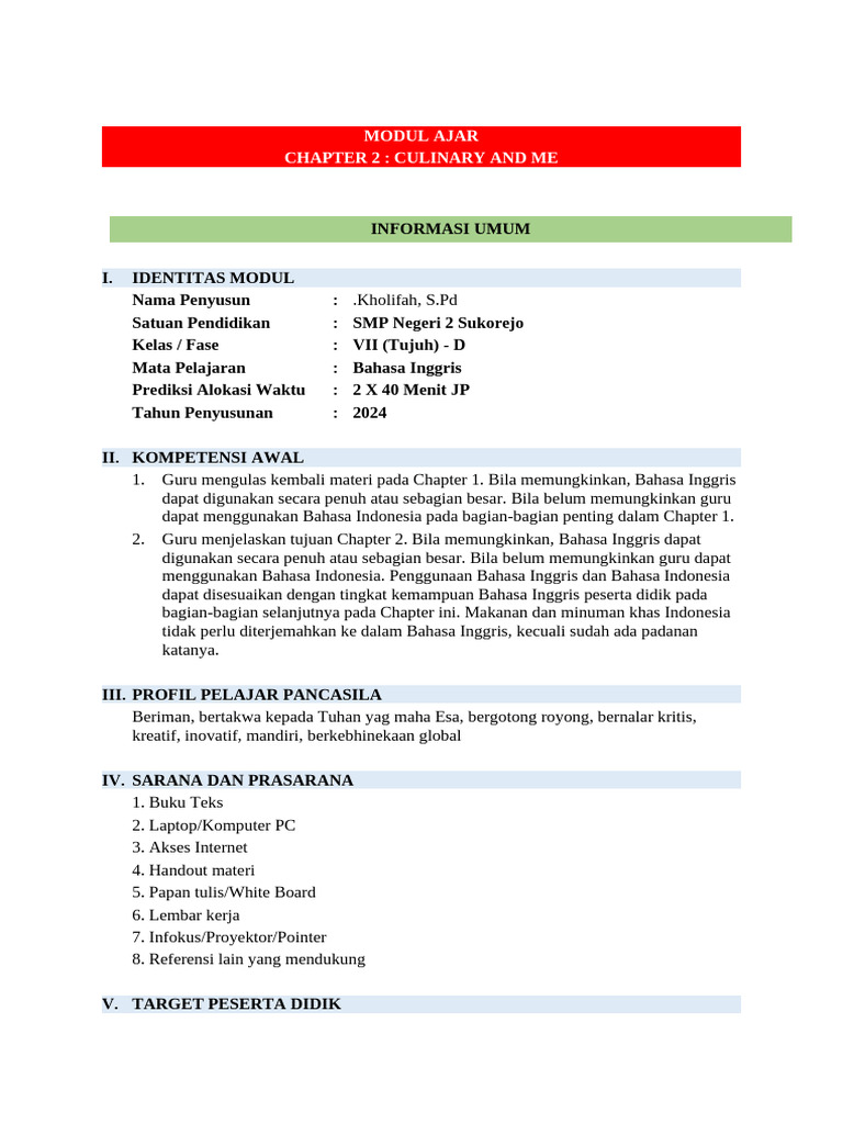 Modul Ajar 2024 Fix | PDF