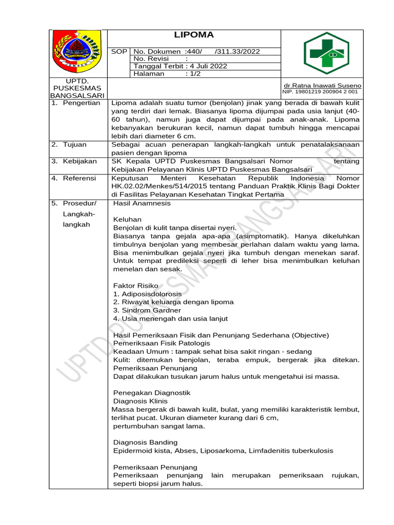 Sop Lipoma | PDF