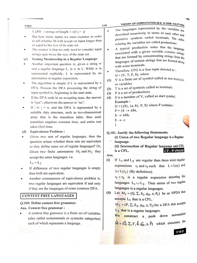 TOC Unit 3 Context Free Grammar | PDF