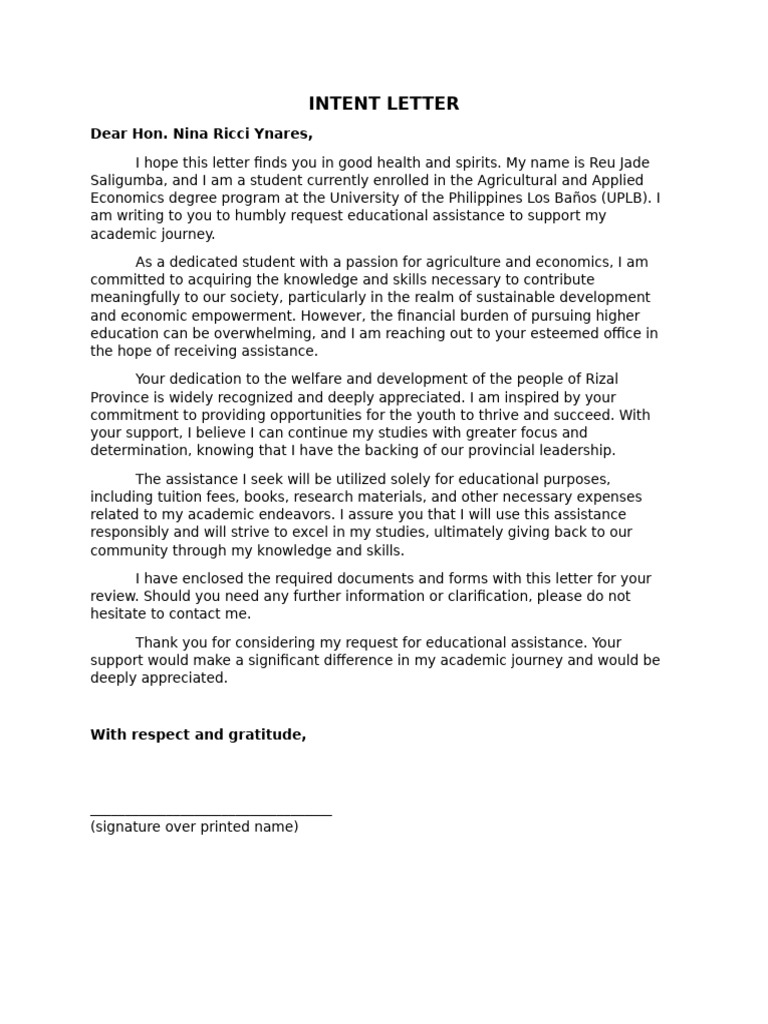intent letter for Gov | PDF