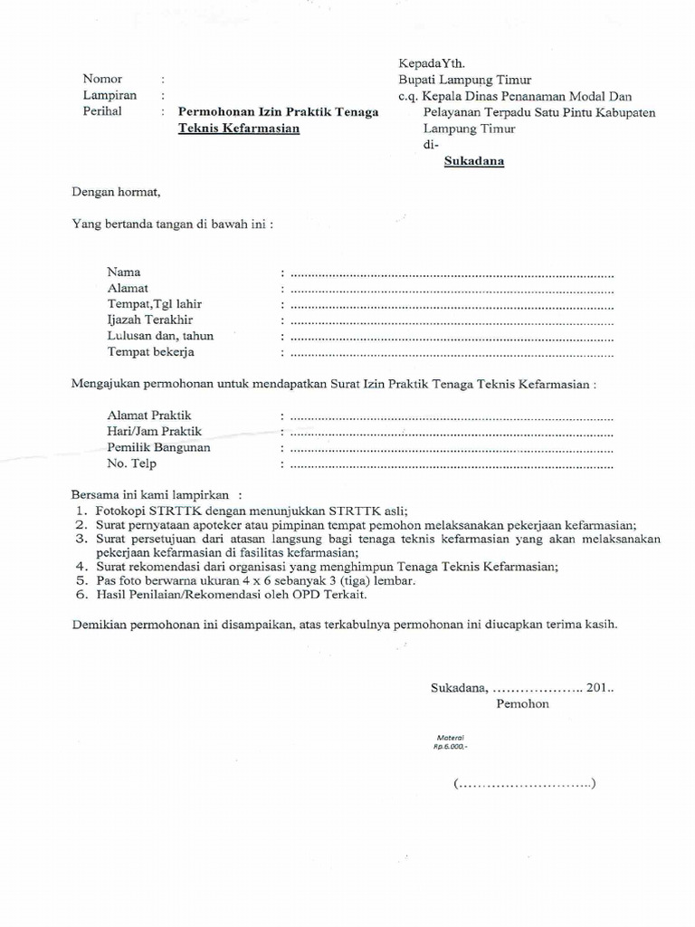 Form Syarat Sipa | PDF