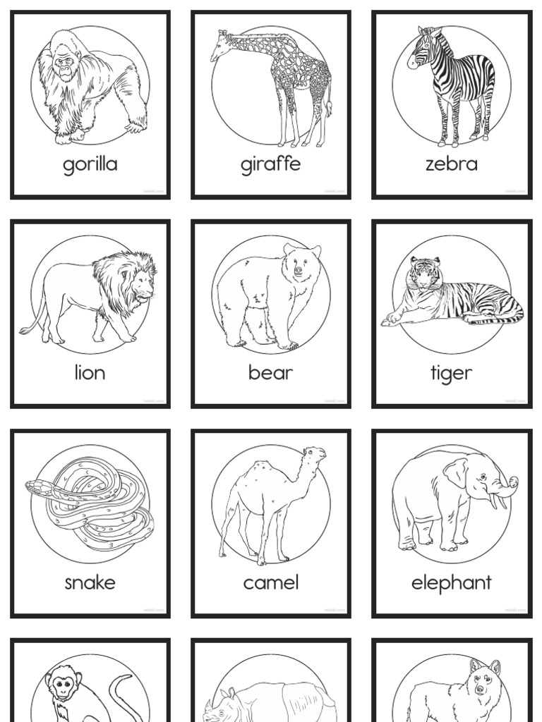 BW Zoo Animal Matching Game | PDF